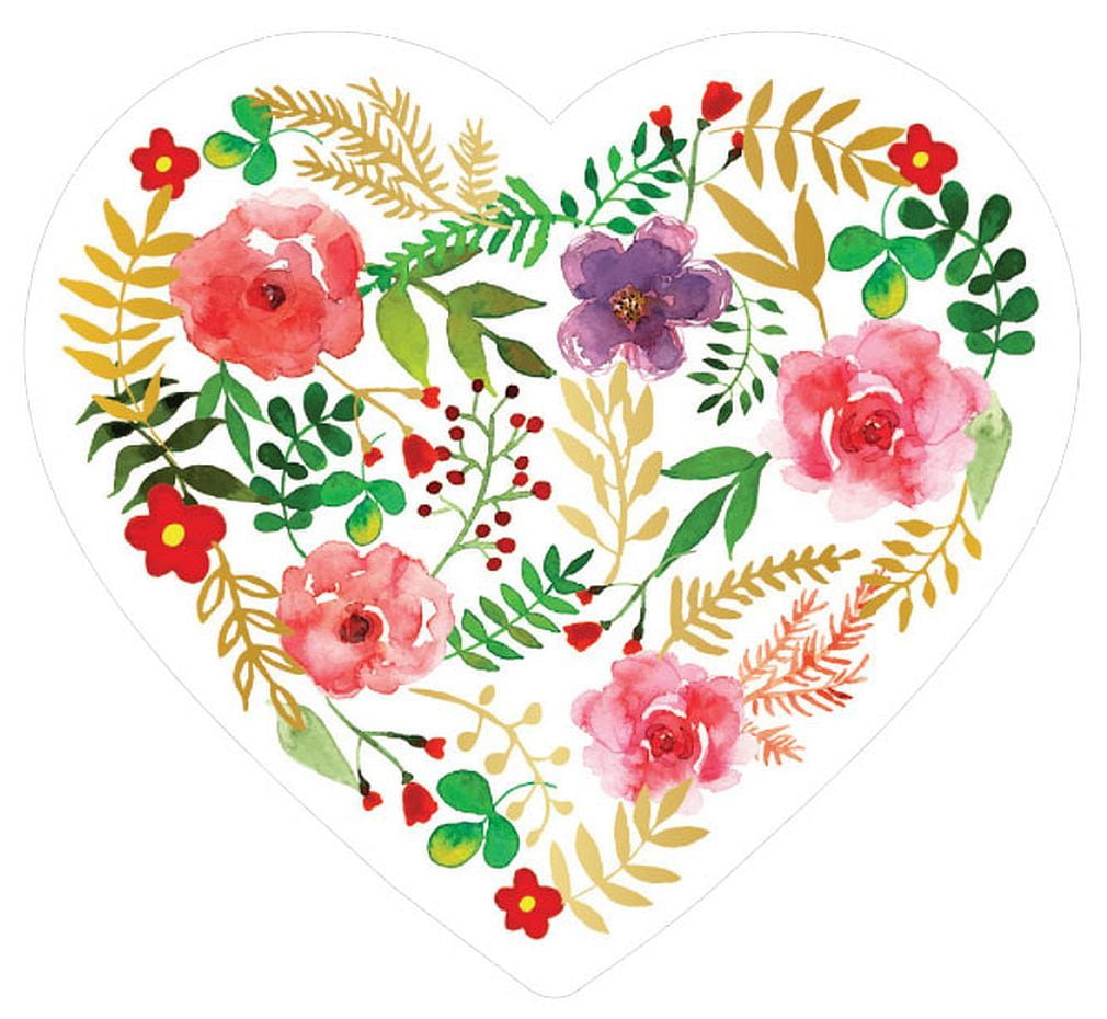 Paper House Productions Floral Heart Shaped Die-Cut 3" Vinyl Sticker ...