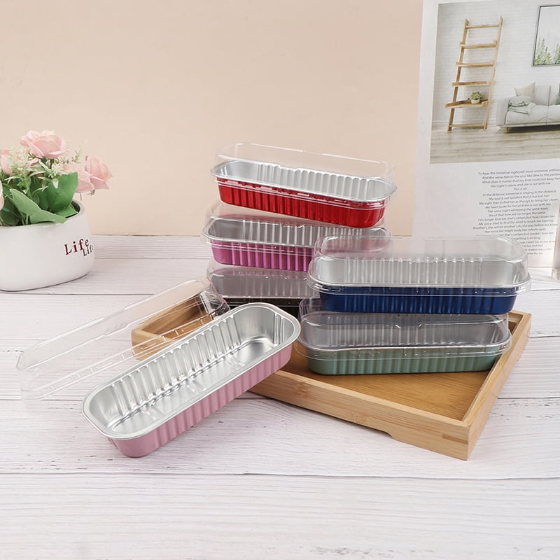 10pcs Aluminum Foil Baking Cake Box Cupcake Baking Pan Pudding Box With ...