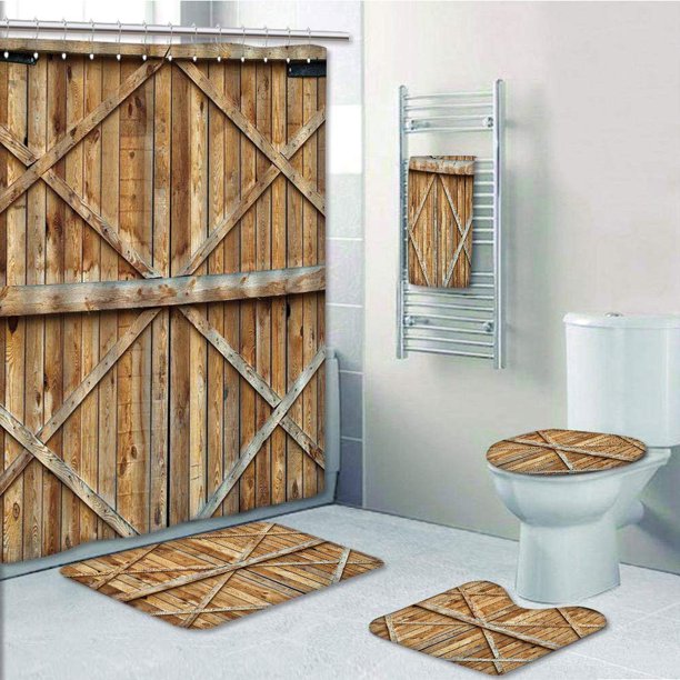 EREHome Rustic Traditional Wooden Timber Door with Vertical Cross ...