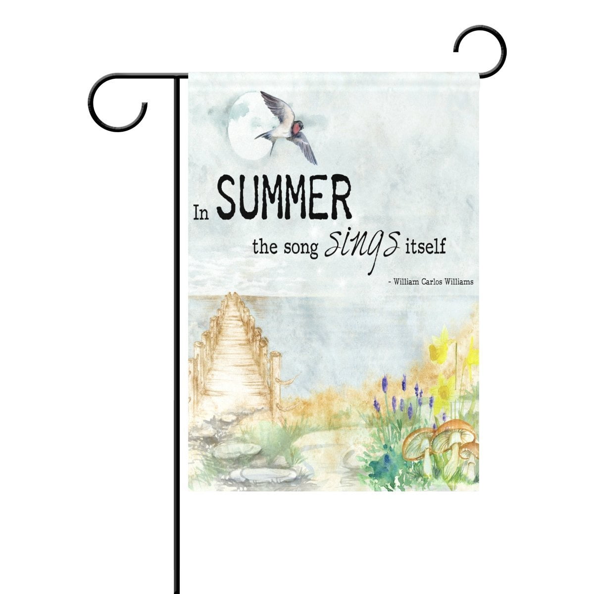 POPCreation Watercolor Summer Bird Polyester Garden Flag12x18 inches ...