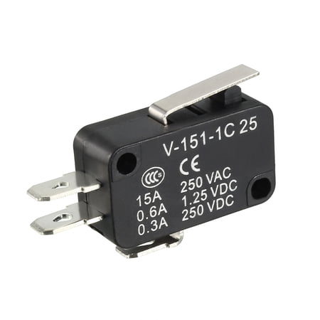 V-151-1C25 15A 250V AC 3 Terminals Short Straight Lever Type Miniature ...