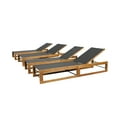 Maureen Mesh and Wood Outdoor Adjustable Chaise Lounges, Set of 4 ...