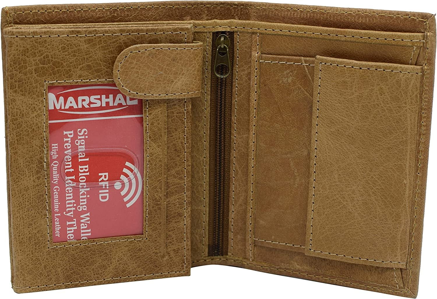 Marshal Men's Genuine Leather Hipster Style Bifold Trifold RFID ...