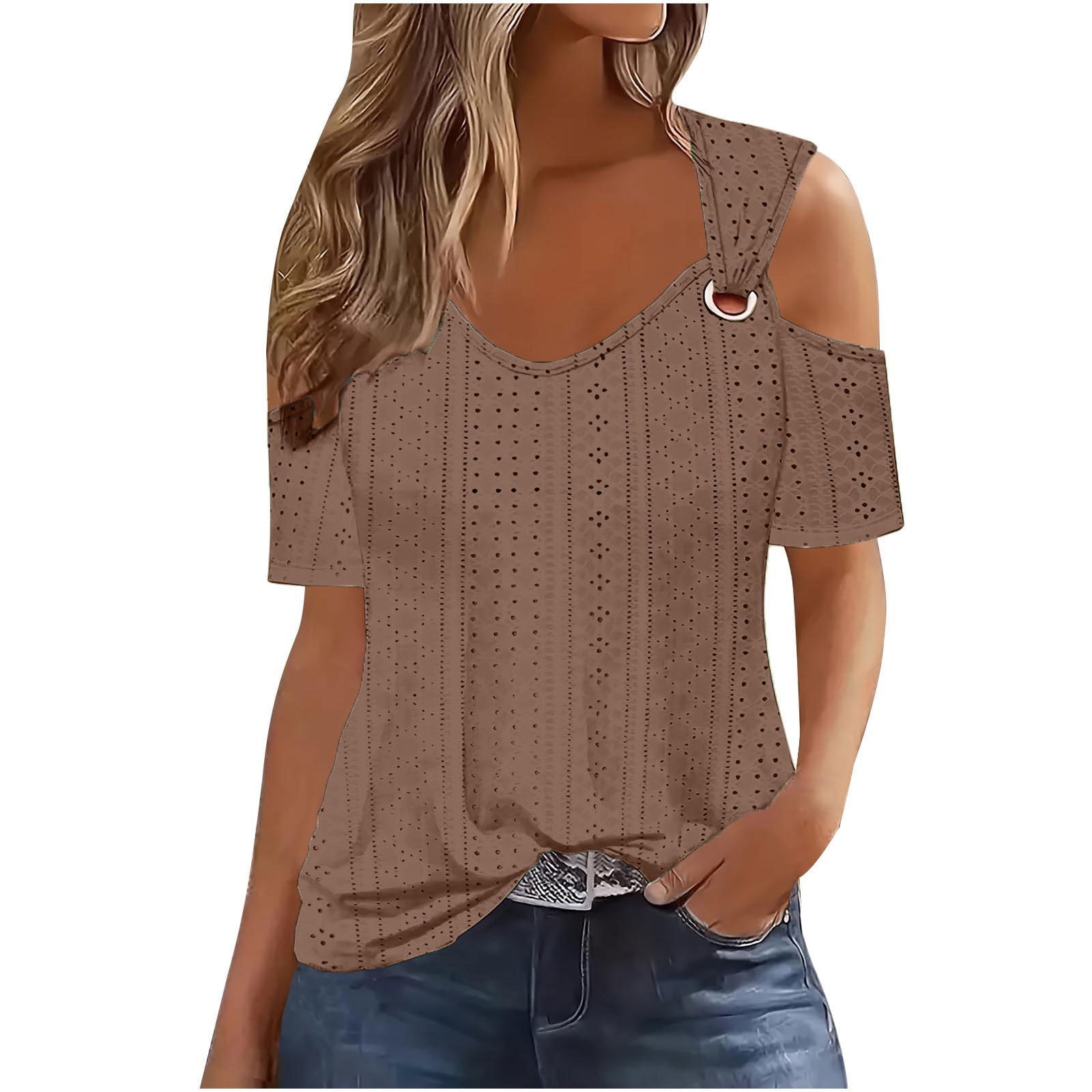 Click here for Timegard Womens Plus Size Tops Eyelet V-Neck Short... prices
