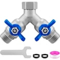 HRTGFD-304 Stainless Steel Garden Hose Splitter 2 Way, Heavy Duty 3/4 ...