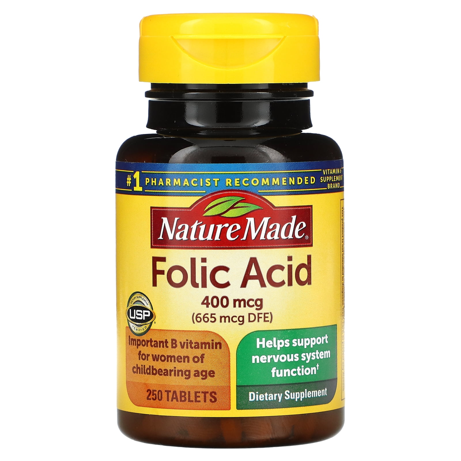 Nature Made, Folic Acid, 400 mcg, 250 Tablets - Walmart.com