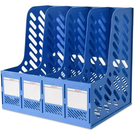 HTWW Magazine File Holder 4 Section Book Desktop Organizer Hips Plastic ...