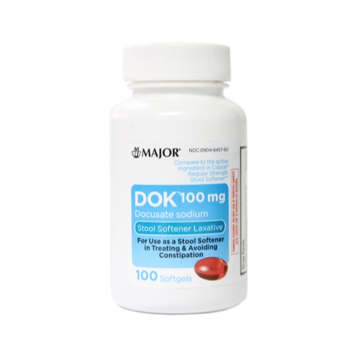 Major Dok 100Mg Softgel Cap Unboxed Docusate Sodium-100 Mg Orange 100 ...
