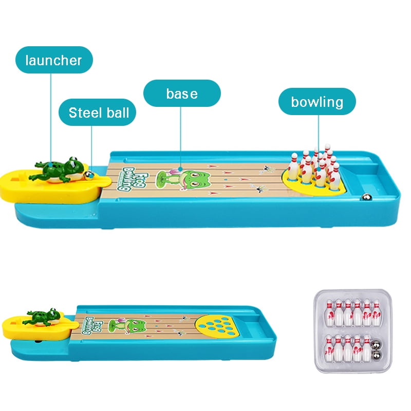 Buy Desktop Mini Bowling Table Pinball Game Frog Bowling Toy Set Gift ...