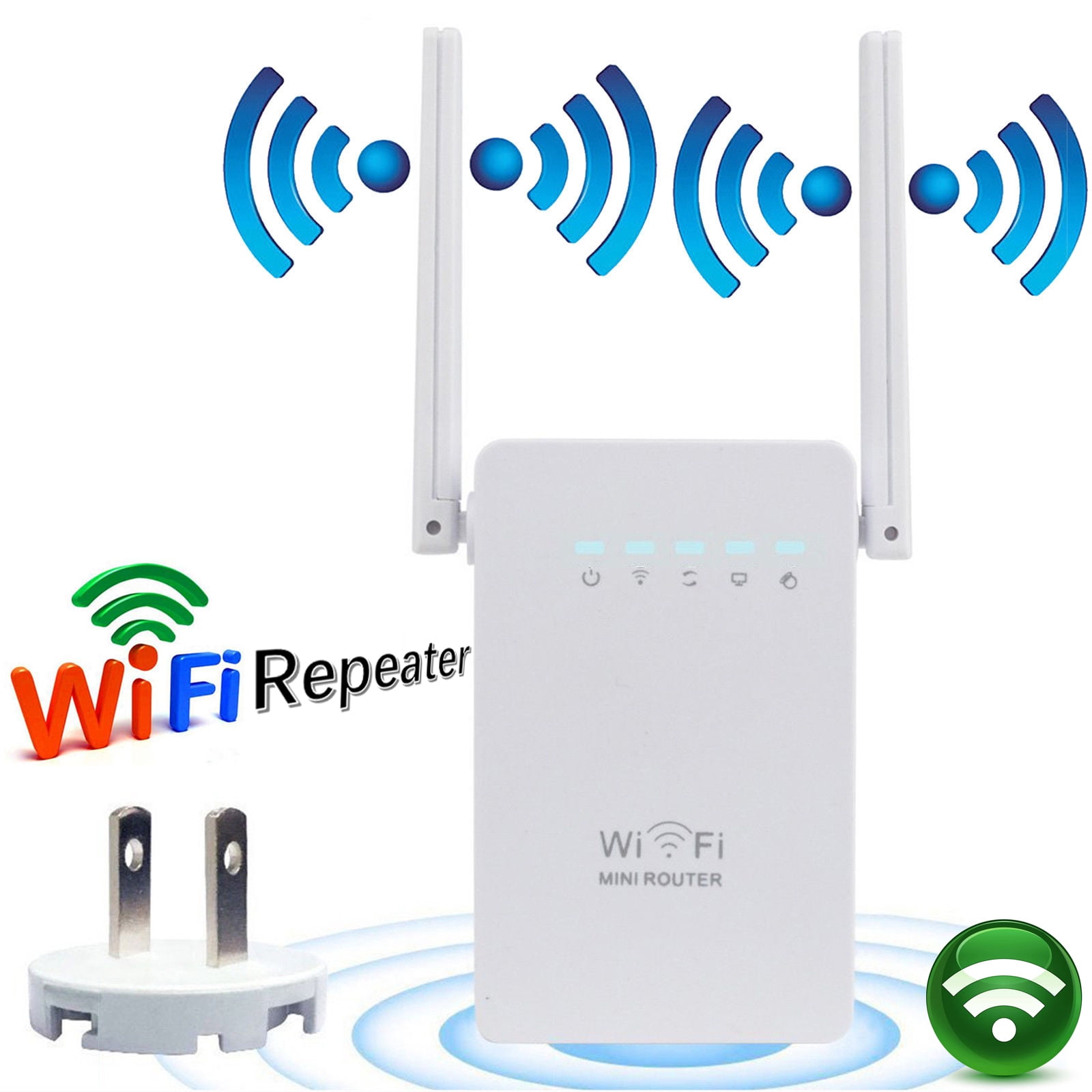 Dual antenna 300Mbps WiFi Range Extender 2.4GHz Wireless Wi-Fi Signal Repeater, Supports ...