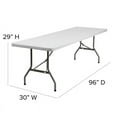 30'' X 96'' Granite White Plastic Folding Table - 8-Foot Plastic ...