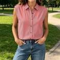 Button Down Sleeveless Shirts for Women Striped Tops Lapel Collar ...