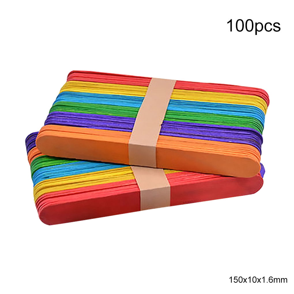 TureClos 100pcs Colorful Wooden Sticks Handicraft Building Model DIY ...