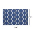 Ifeoma 4' x 6' Outdoor Modern Scatter Rug, Night Blue and White ...