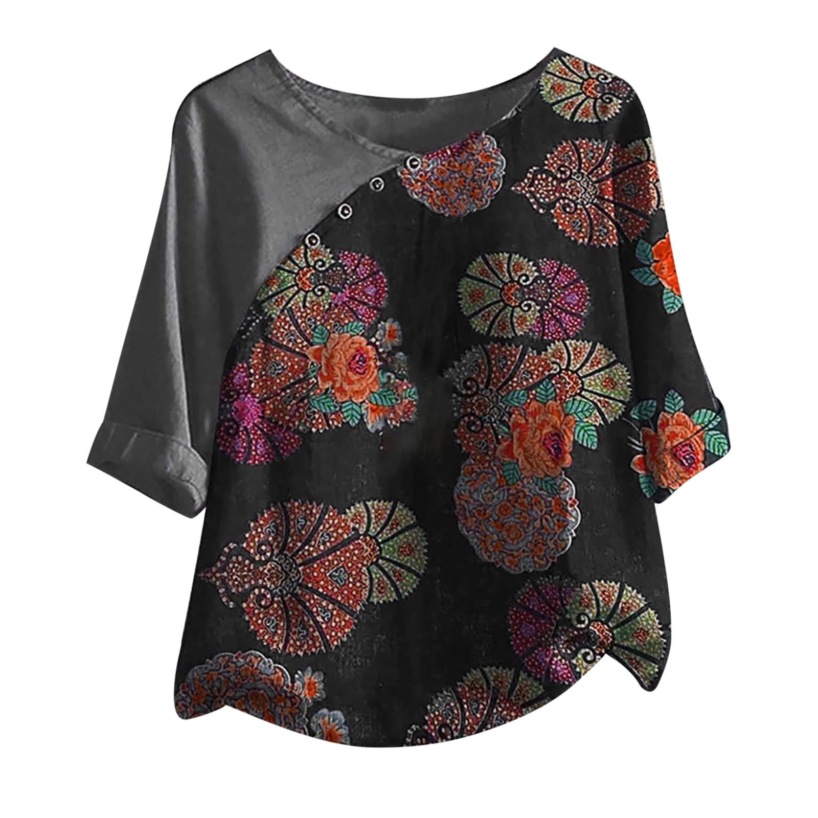 Rutainlusire Women Tops time and tru Women Cotton and Linen Medium ...