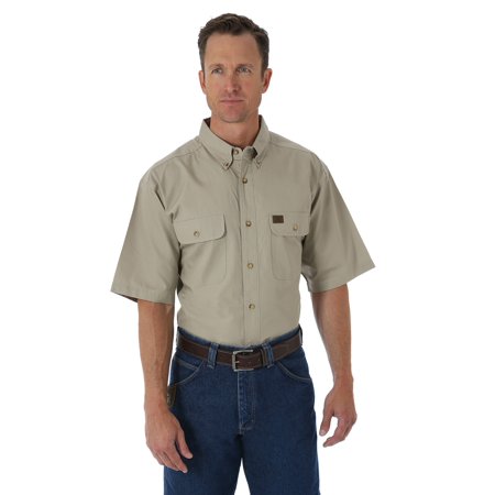 Wrangler Men's Riggs Workwear Ripstop Work Shirt, Khaki, Large ...