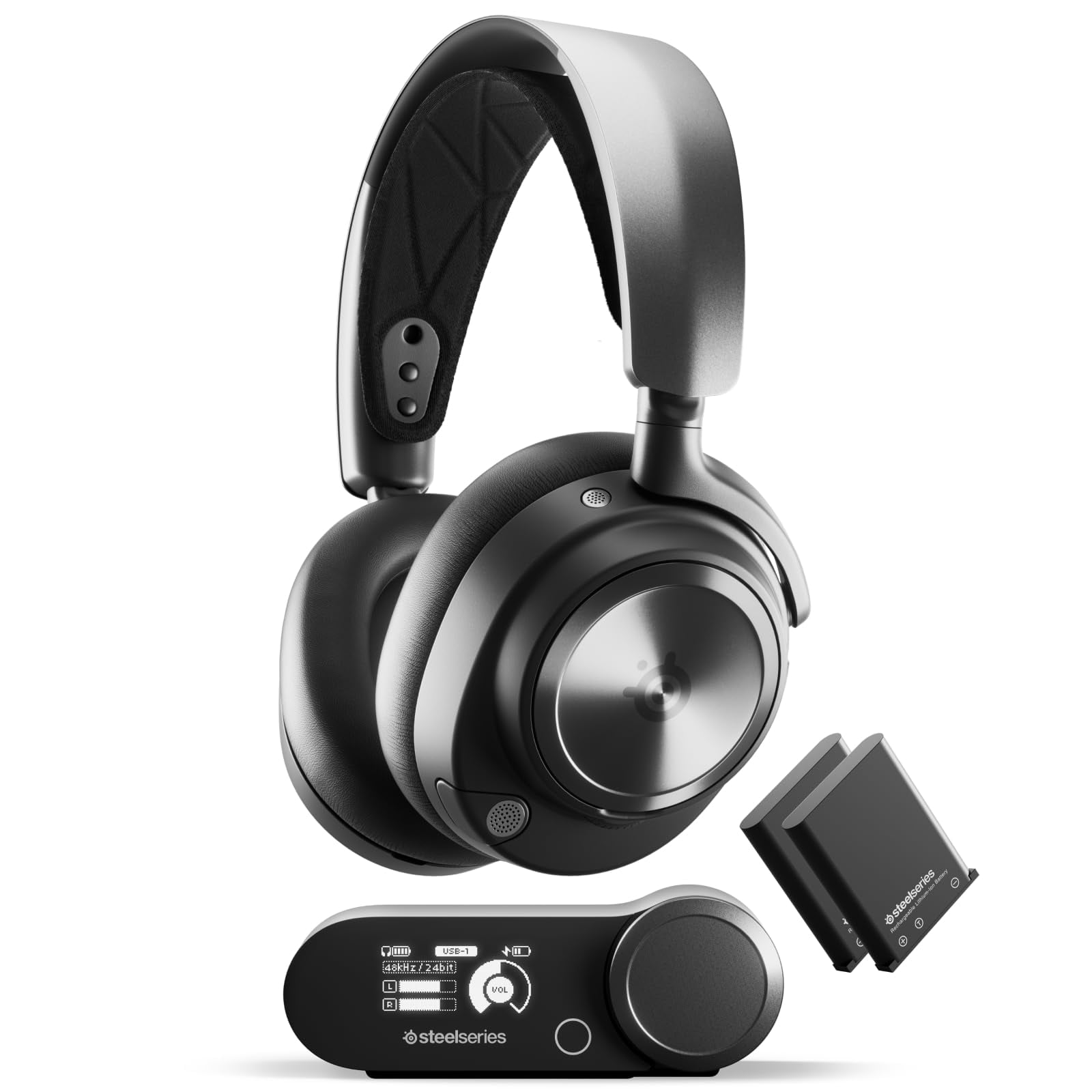 Steelseries Arctis Nova Pro Wireless Multi-System Gaming Headset - Premium Hi-Fi Drivers - Active Noise Cancellation - Infinity Power System - Stealth