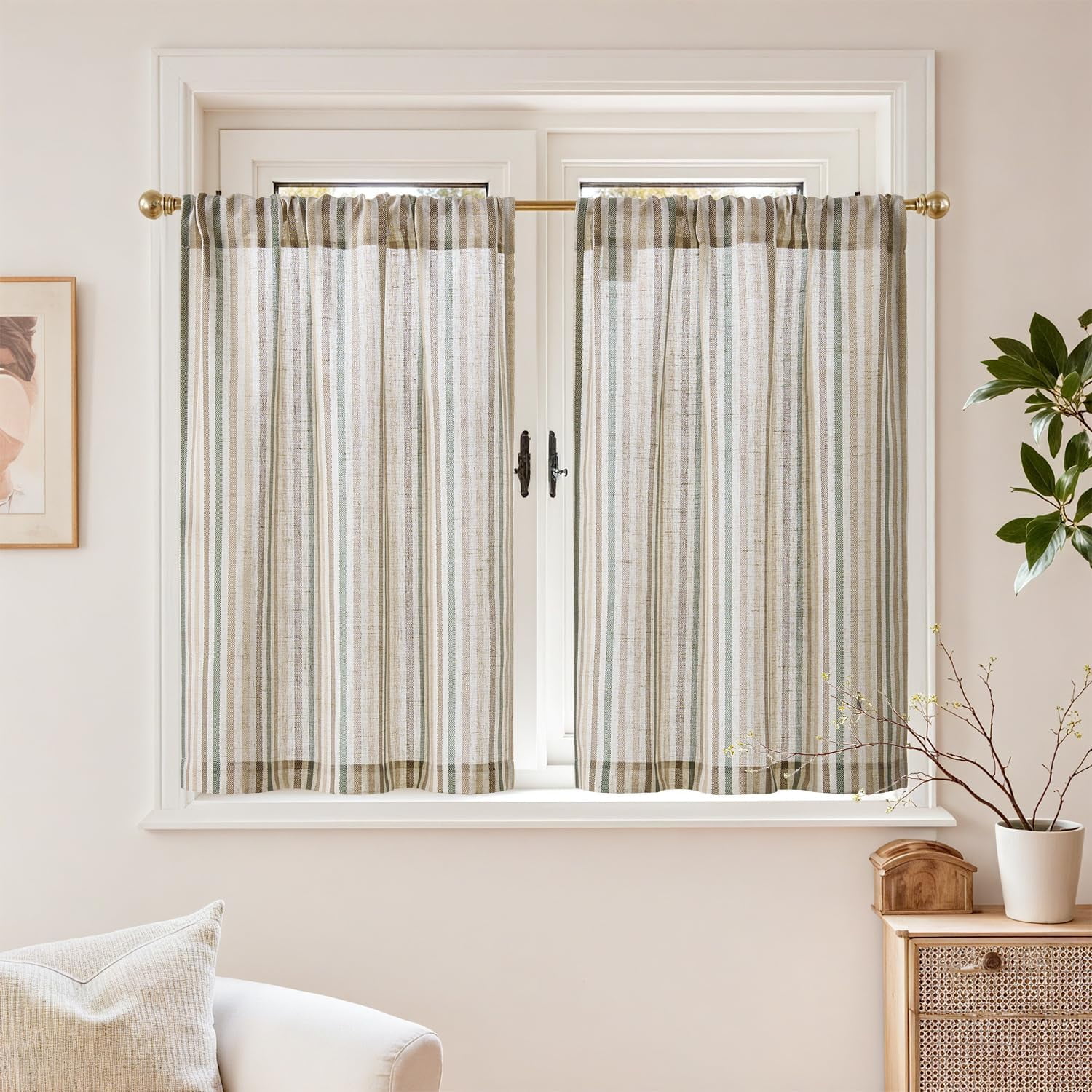 Click here for Pnbtms Colorful Striped Linen Kitchen Curtains 36... prices