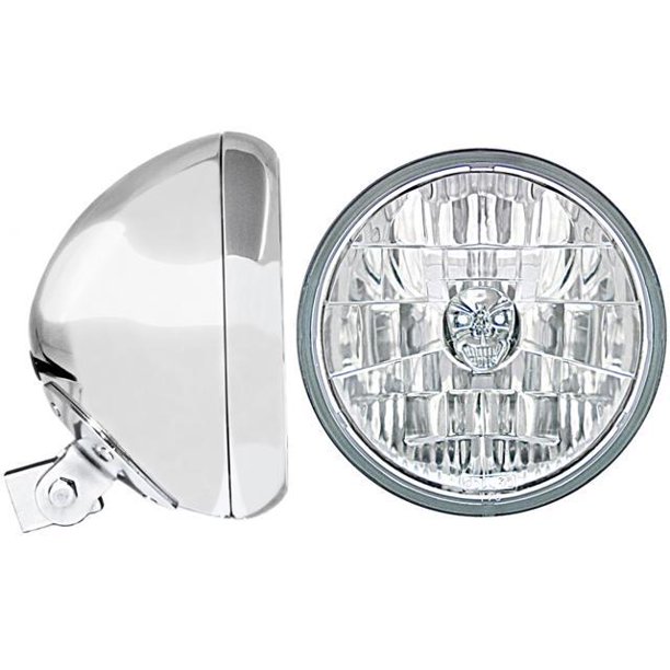 Adjure - 7” Universal Headlight Bucket, Chrome W/ T70100-Sr Dc Headlamp ...