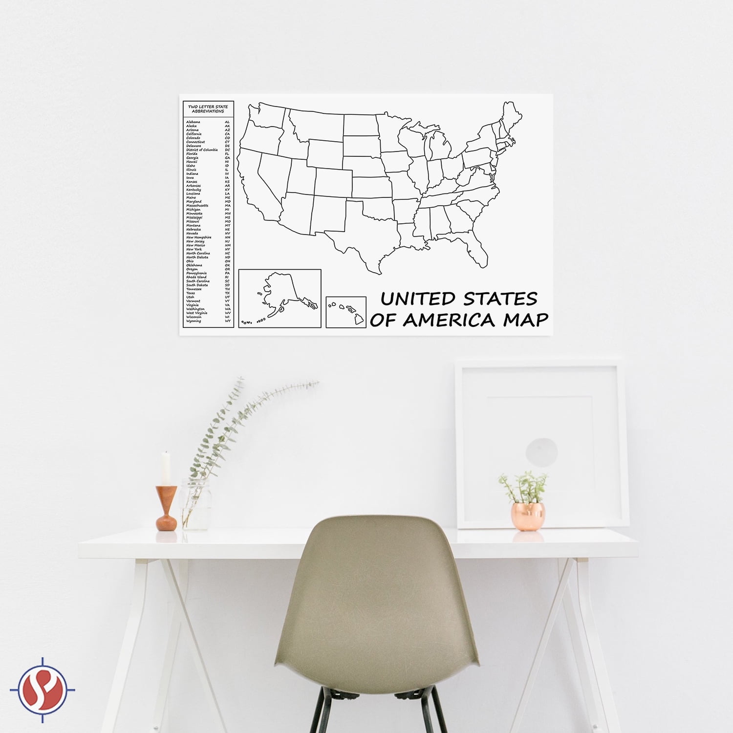 Buy United States Map - USA Poster, US Educational Map - With 2 Letter ...