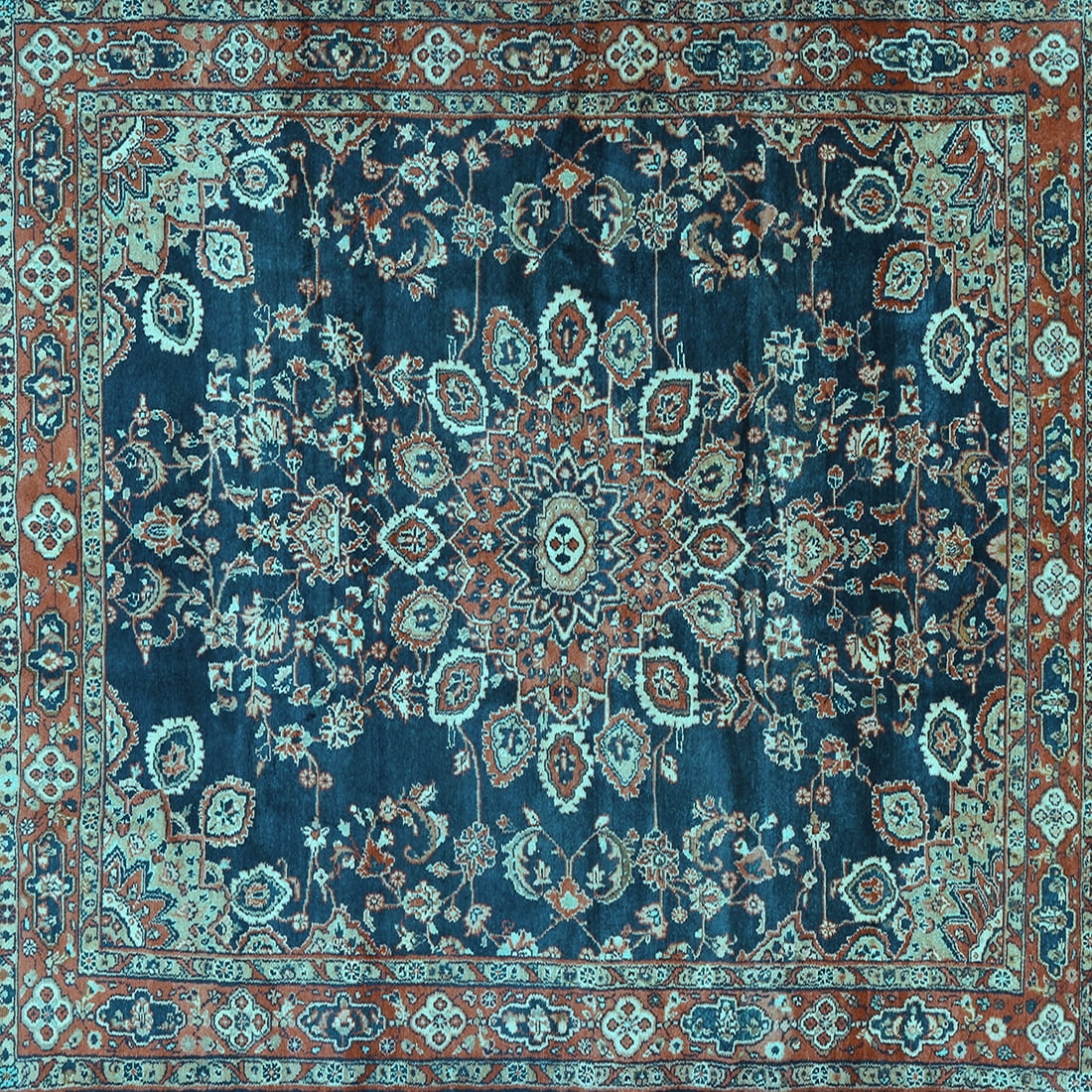 Ahgly Company Indoor Square Medallion Light Blue Traditional Area Rugs ...