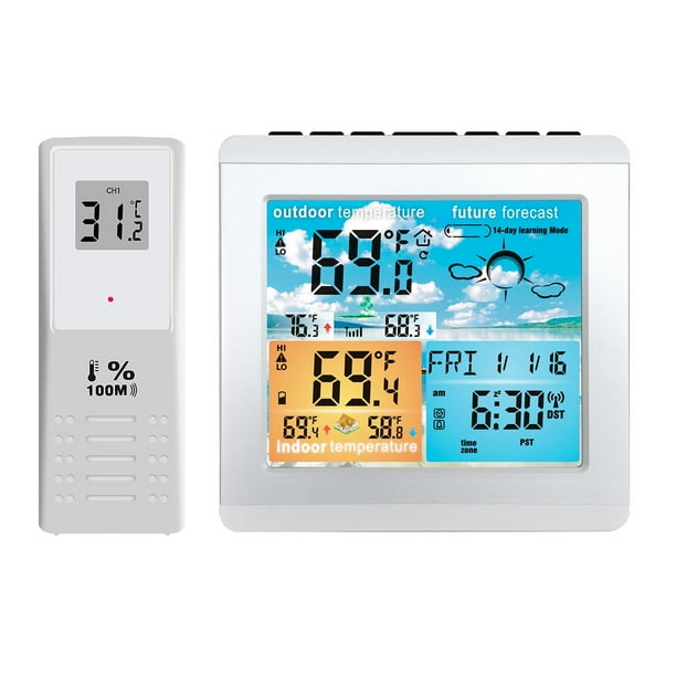 Wireless Indoor Outdoor , Weather Station Color Large Display, Room ...