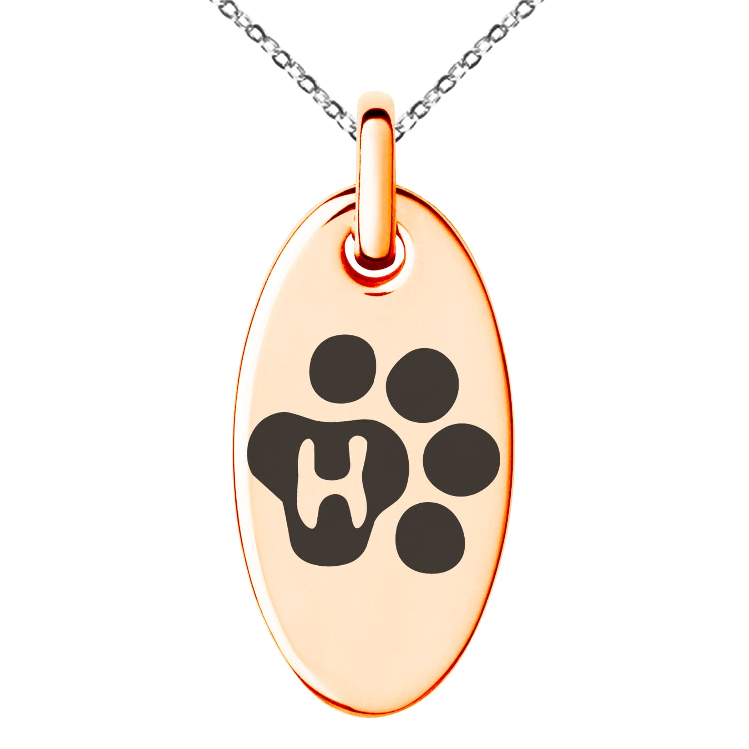 Stainless Steel Letter H Initial Cat Dog Paws Monogram Engraved Small ...