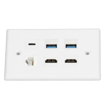 Cat6 RJ45 Wall Plate, 6 Ports Durable ABS 6 Port Wall Plate For ...