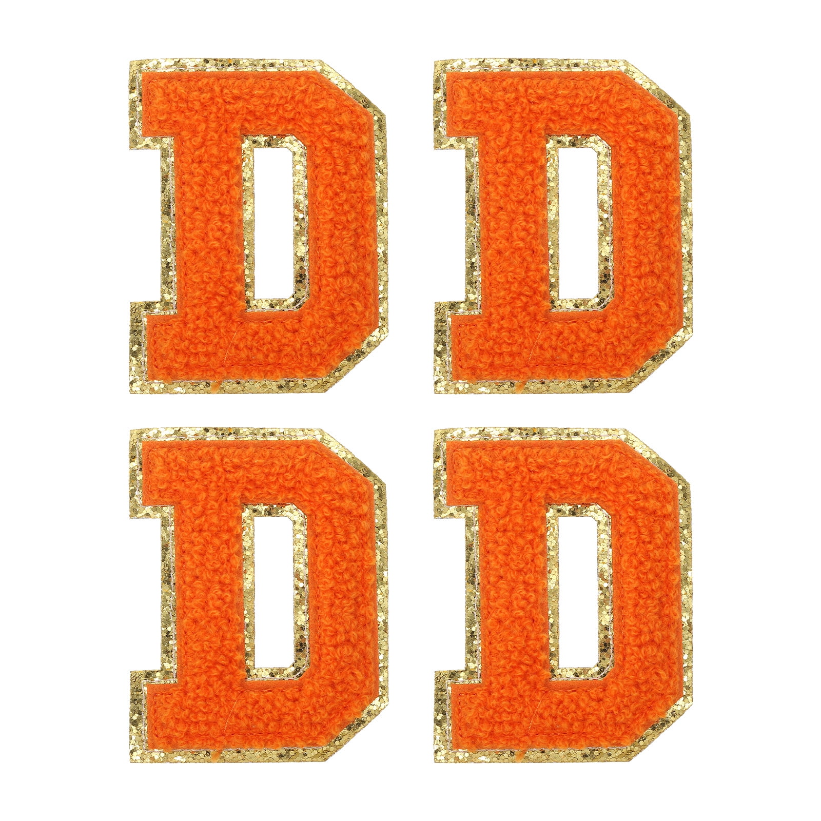 4uds Chenille Letra Parches Termoadhesivos Letra Parches Naranja D ...