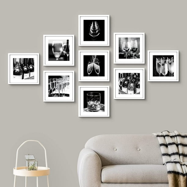 PixonSign 9 Piece 8" x 8" Gallery Wall Art Prints Picture Frame Set for ...