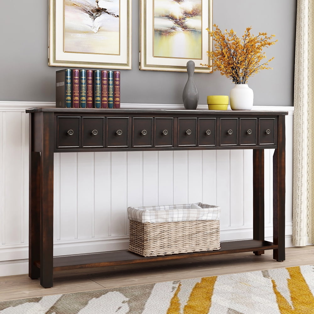 Console Table Sofa Table for Entryway with Drawers and Shelf - Walmart.com