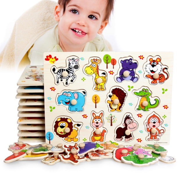 Flmtop Cartoon Alphabet Number Animal Shape Pairing Puzzle Board ...