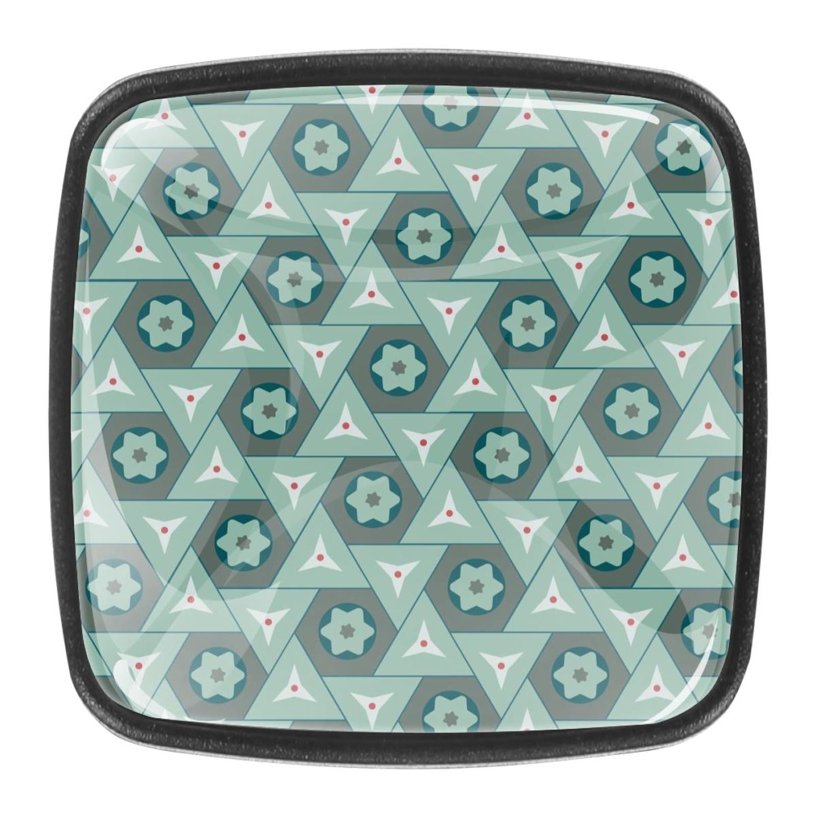 4 Pcs Square Cabinet Handle Cupboard Knob Drawer Pulls Handle Geometric ...