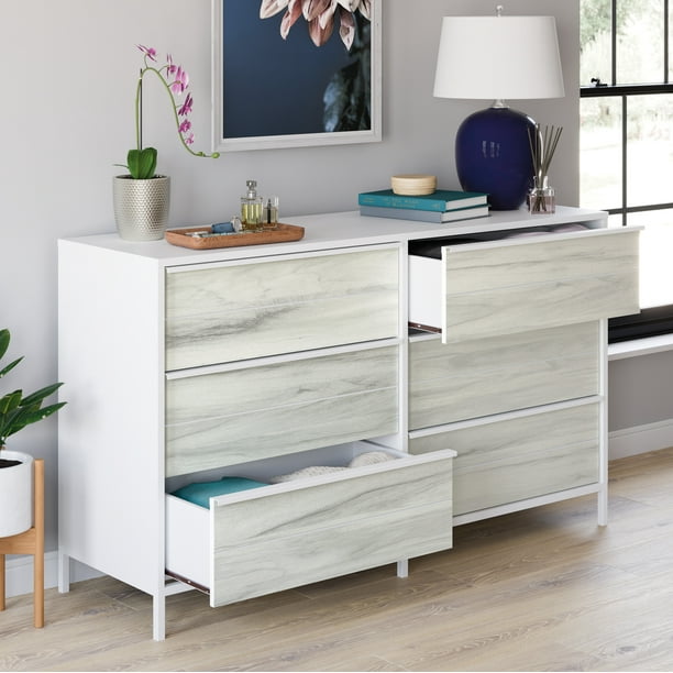 Sauder Boulevard Cafe 6-Drawer Bedroom Dresser, White Finish - Walmart.com