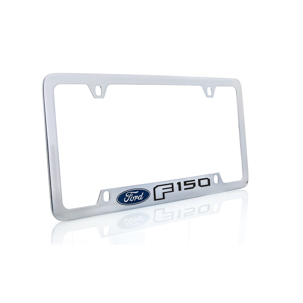 Ford F-150 Chrome Plated Brass Metal License Plate Frame Holder bottom ...