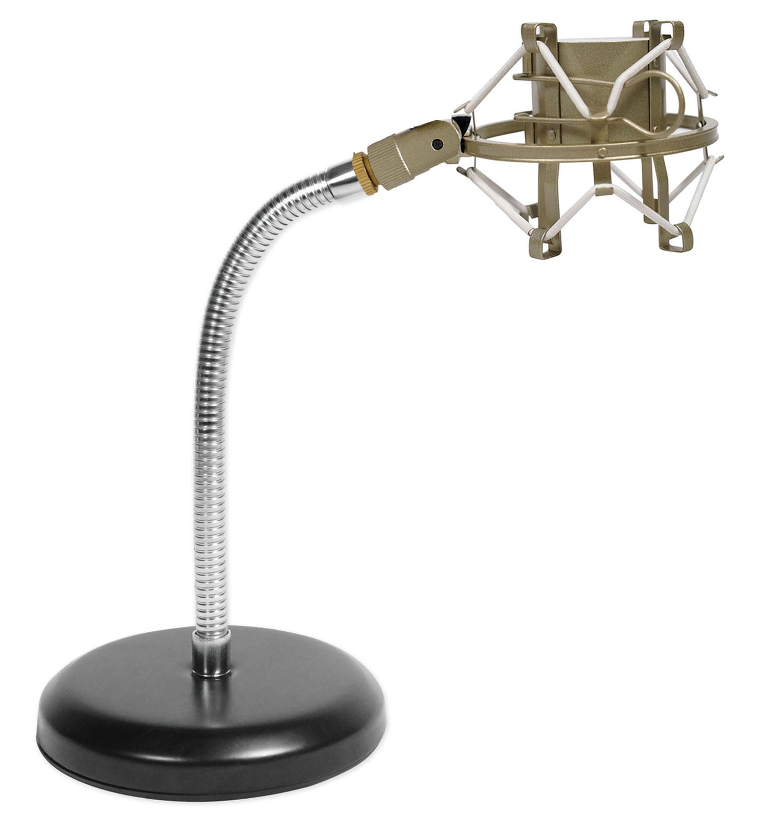 Samson MD5 Gooseneck Podcast Podcasting Mic Stand+Silver Shockmount ...