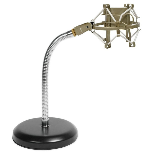 Samson MD5 Gooseneck Podcast Podcasting Mic Stand+Silver Shockmount ...