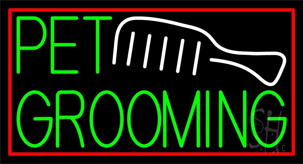 Pet Grooming Block LED Neon Sign 20" Tall x 37" Wide - inches Black ...