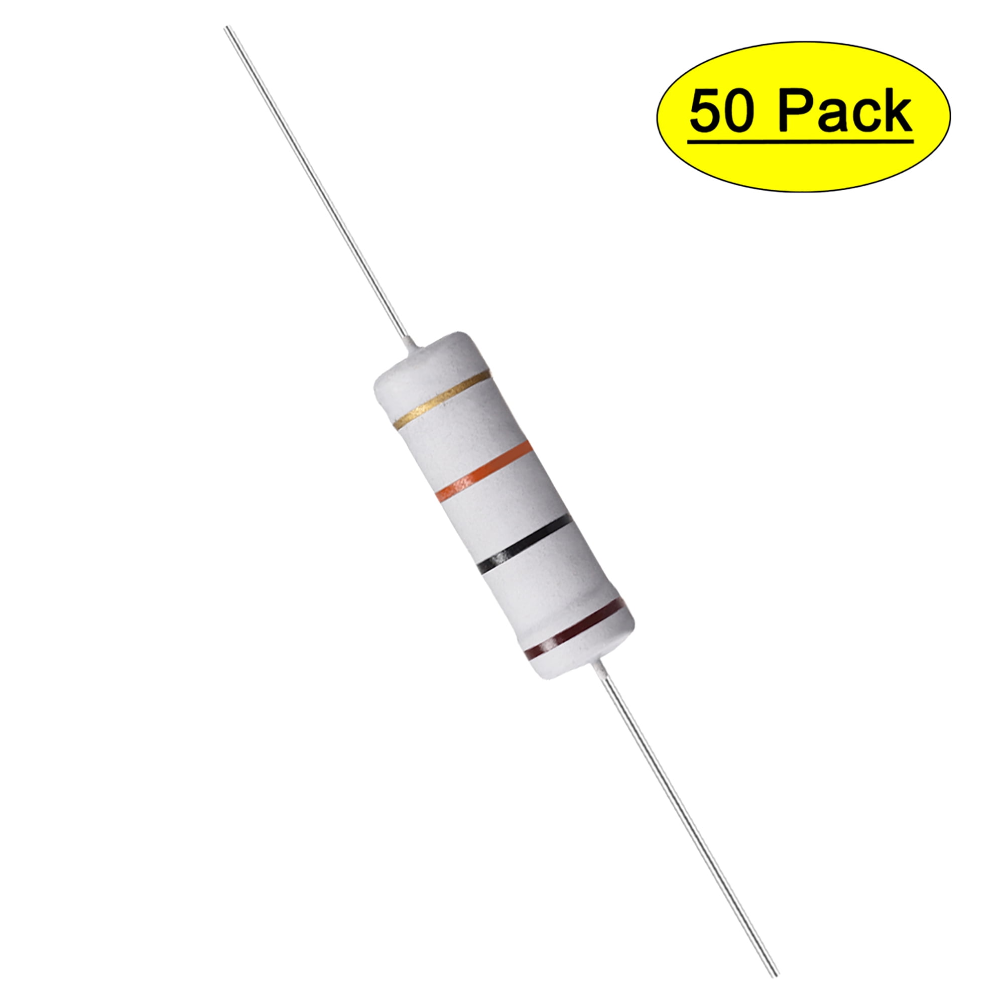 Uxcell 10K Ohm 5W ±5% Tolerance Axile Lead Metal Oxide Film Resistor 50 ...