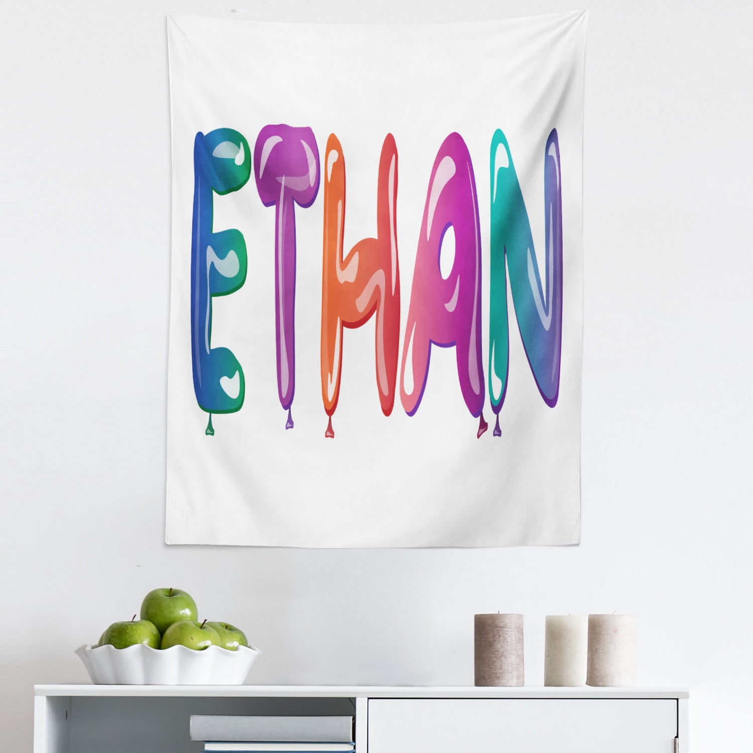 Ethan Tapestry, Colorful Letters in the Shape of Balloons Happy ...