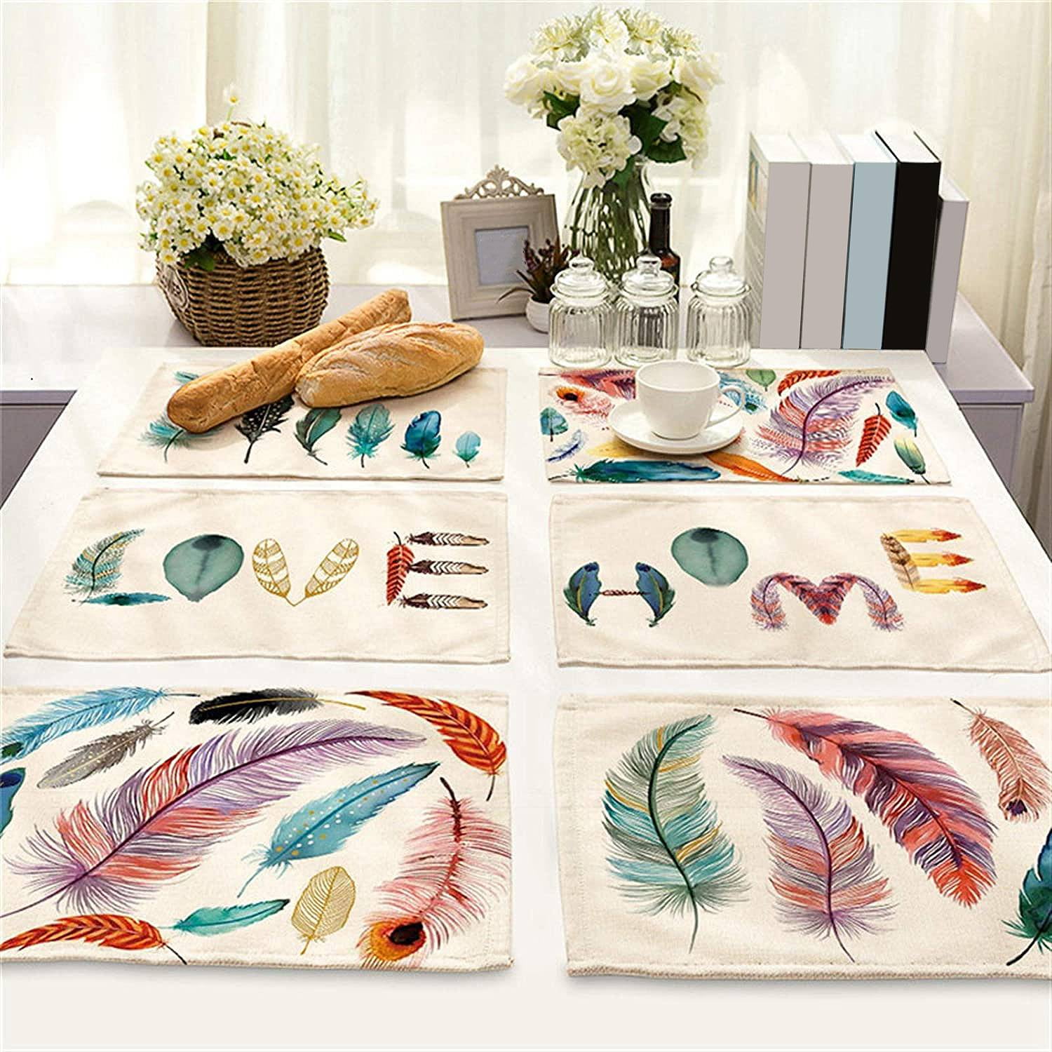 1pcs Colorful Feather Pattern Cotton And Linen Pads 42 X 32cm-c 【SALE ...