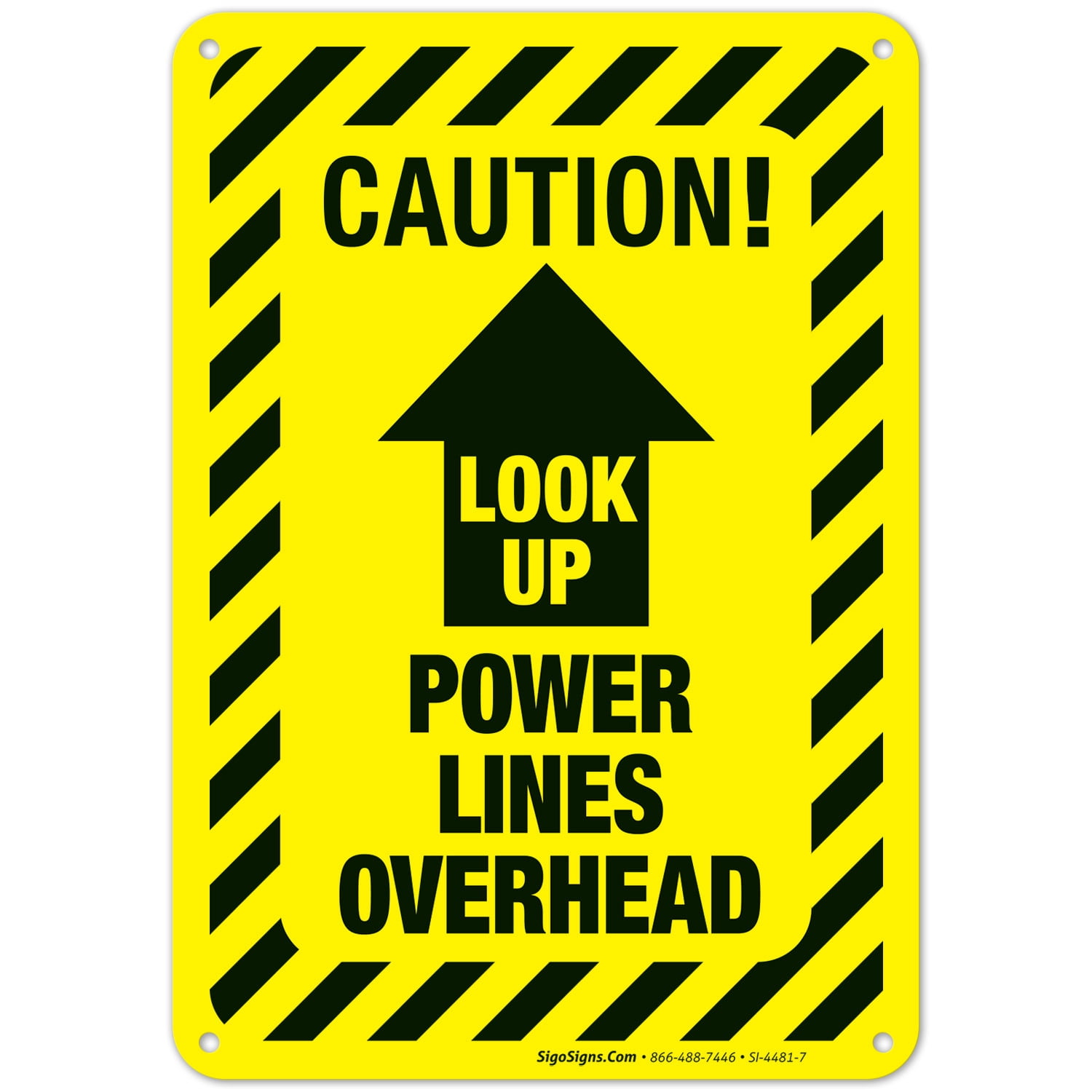 Power Lines Overhead Sign, OSHA Caution Sign, - Walmart.com