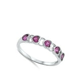 CHOOSE YOUR COLOR Sideways Heart Simulated Ruby Promise Ring .925 ...