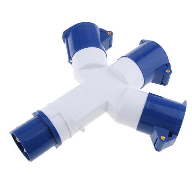 3 Way Splitter 240V 16A 3Pin Blue Industrial Plug Sockets Adaptor Ip44 ...