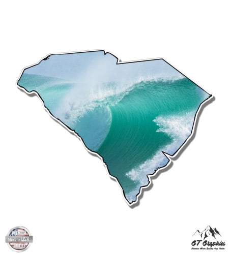 South Carolina Shape Ocean Wave - 12" Vinyl Sticker Waterproof Decal ...