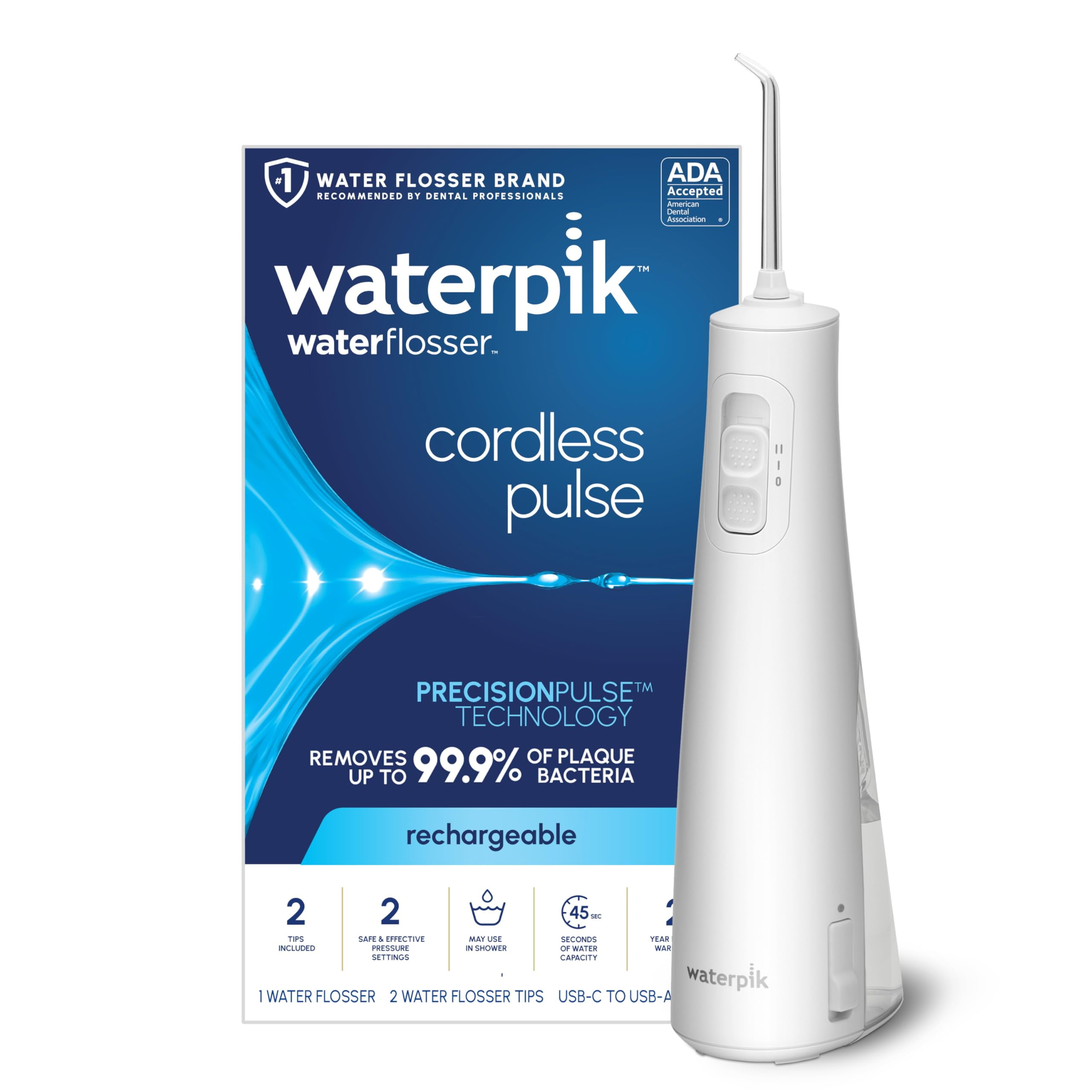 Waterpik Hydropulseur Portable Rechargeable Sans Fil pour Dents, Gencives, Appareils Dentaires ...