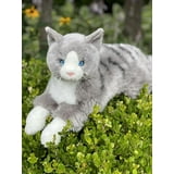 Auswella Realistic 19-Inch Soft Plush Tabby Cat Companion - Grey Tabby ...