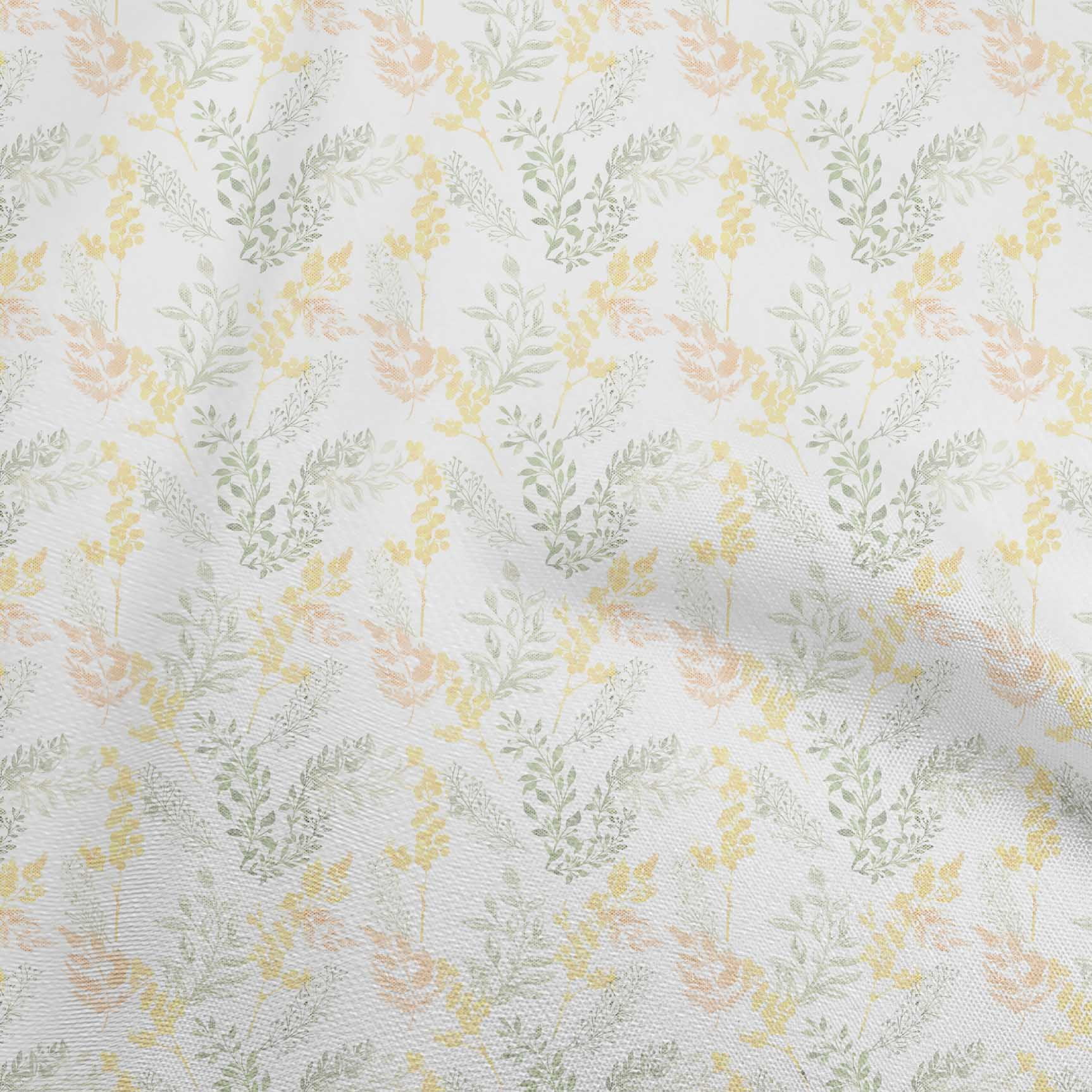 oneOone Cotton Cambric Light Yellow Fabric Watercolor Flower With ...