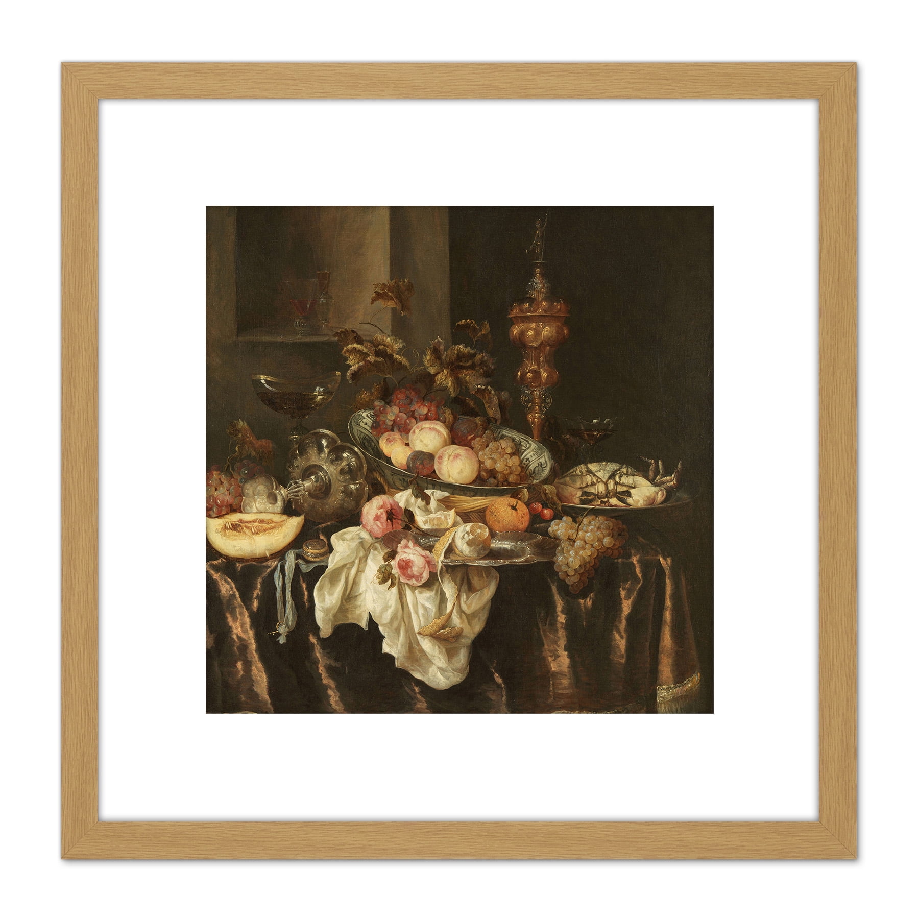 Van Beyeren Still Life Fruit Flowers Painting 8X8 Inch Square Wooden ...