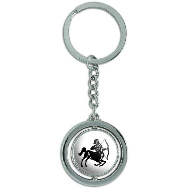 Sagittarius The Archer Zodiac Horoscope Spinning Round Metal Key Chain ...